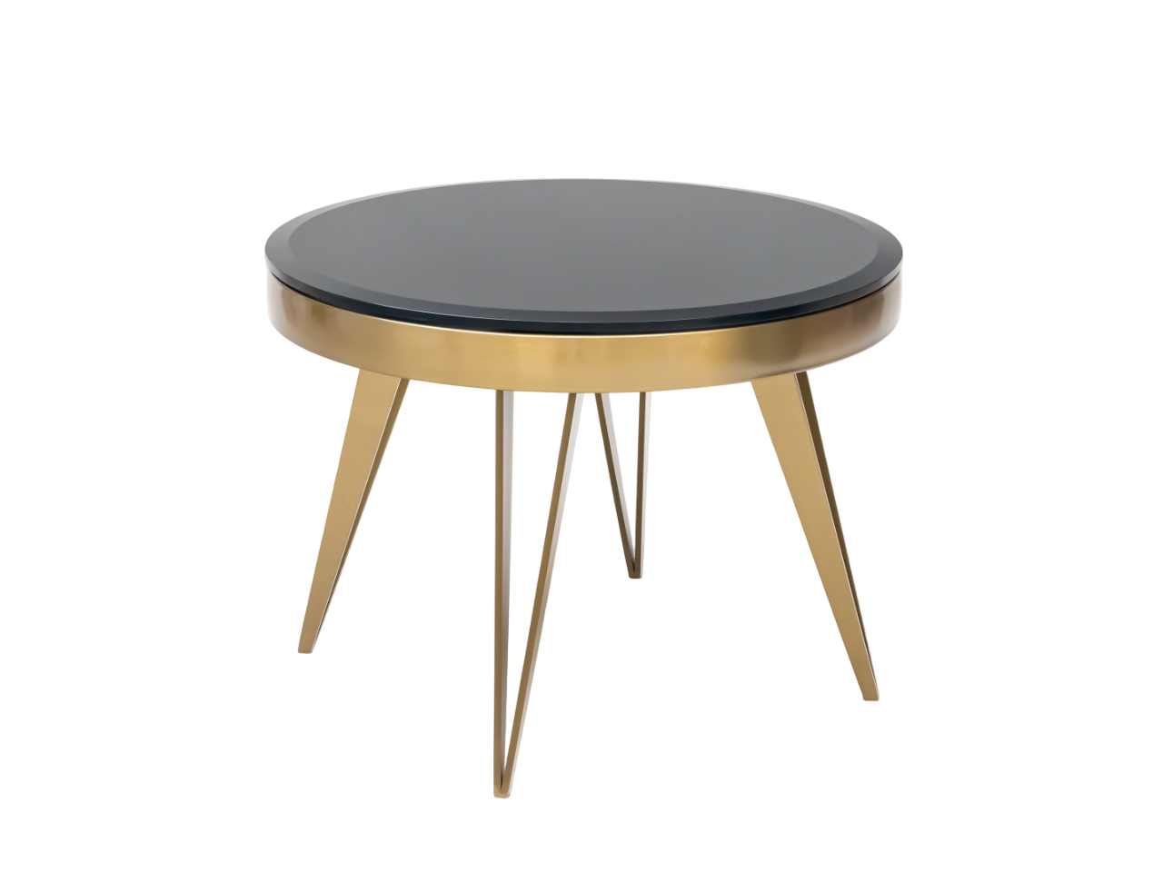 Приставной стол Sonam, Столешница - черное стекло, Основание - нержавеющая сталь с гальваническим покрытием,