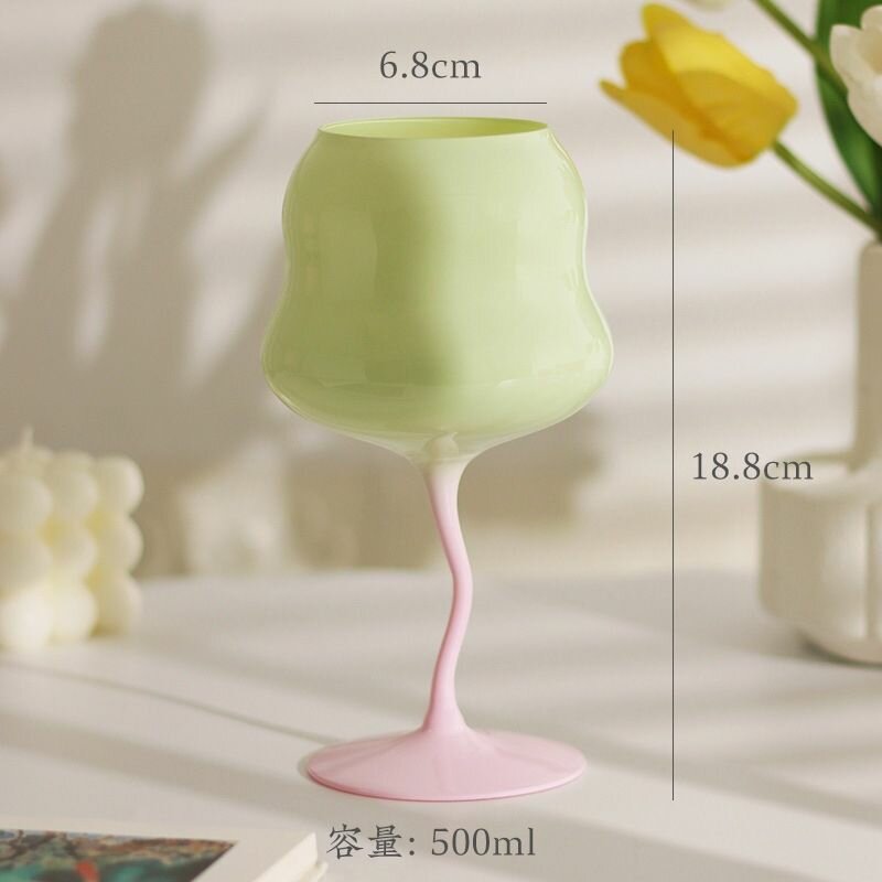 Цветной хрустальный бокал для вина с высокой ножкой, винтажный закрученный дизайн