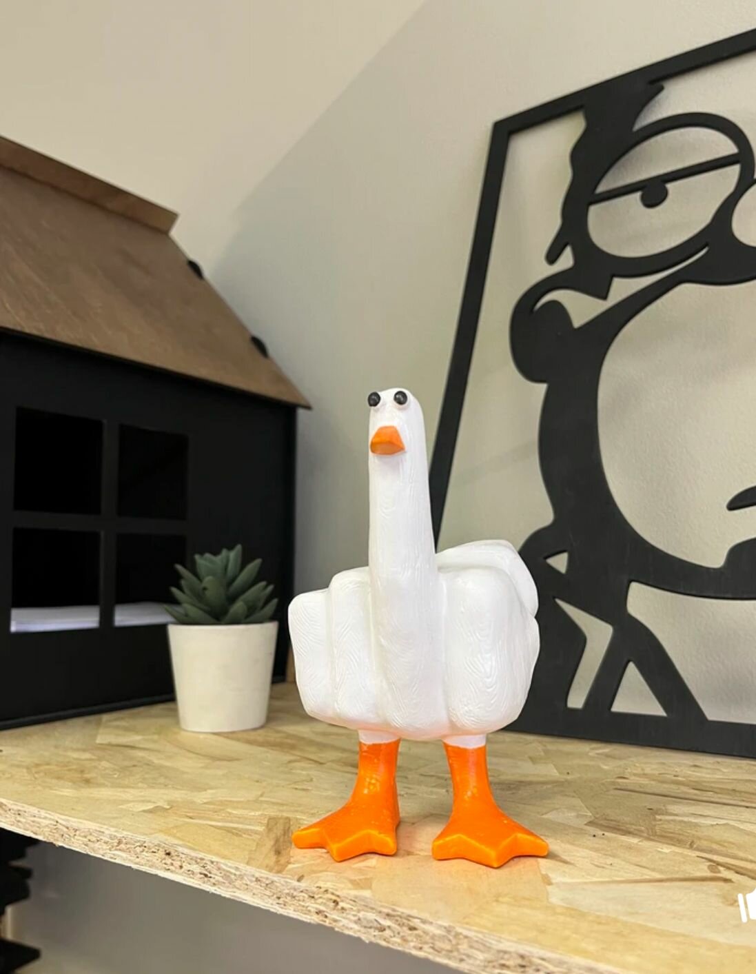 Утка гусь статуэтка Duck you, Забавные резиновые украшения-фигурки, небольшие декоративные элементы