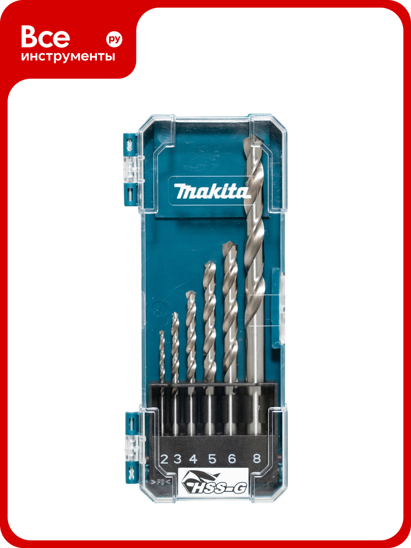 Набор сверл (6 шт; 2,3,4,5,6,8 мм; HSS-G) Makita D-75742