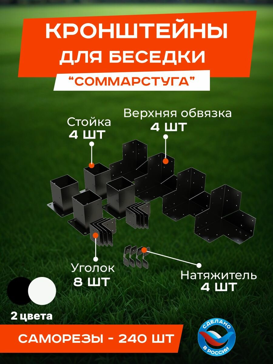 Комплект кронштейнов для беседок и пергол "Соммарстуга", чёрные