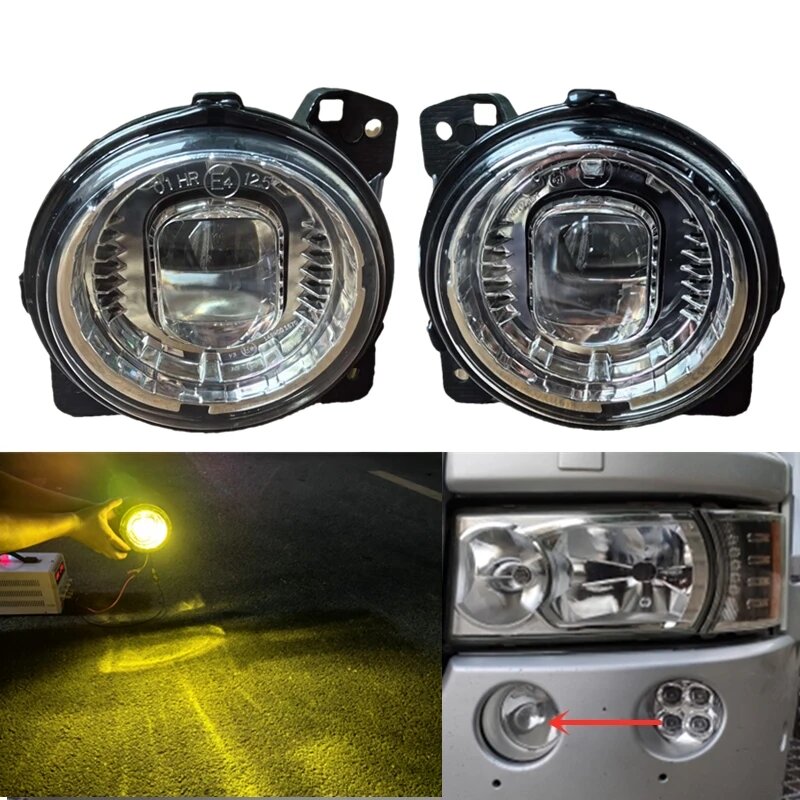 1 пара янтарных или белых светодиодных линз e4 e9, передняя противотуманная фара для серий Scania 5 P G R RH 1446354 1852570 LH 1446353 1852569 1Pair Amber