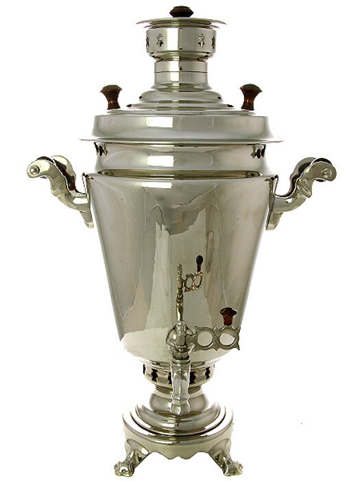 Самовар на дровах угольный 7 литров "конус" никелированный