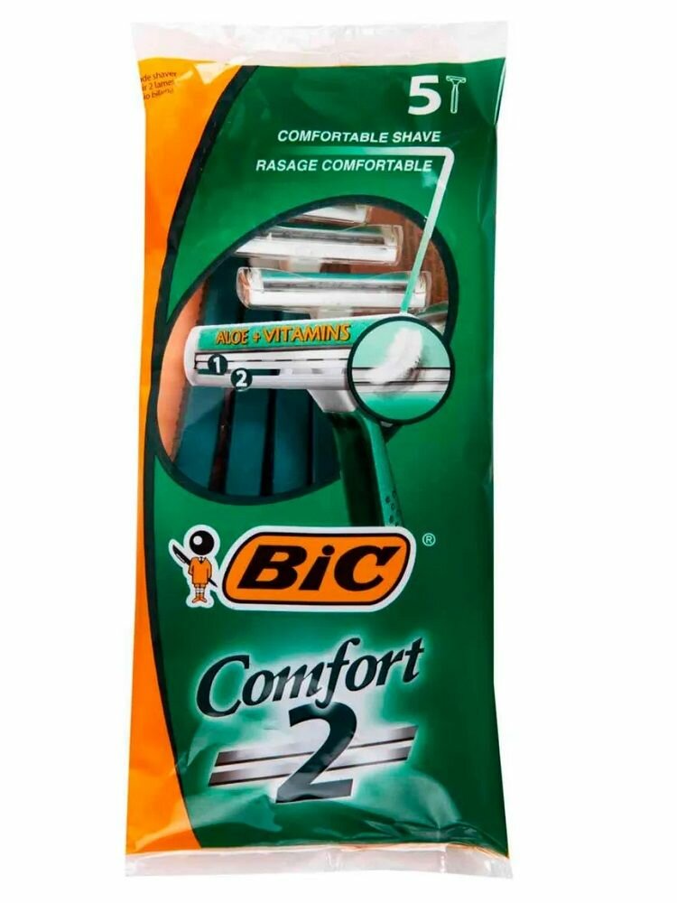 Станки для бритья BIC 2 Comfort одноразовые, мужские, 5 шт