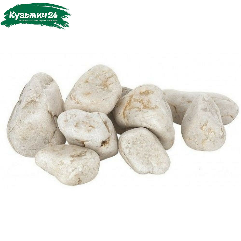 Камень кварцит белый обвалованный в коробке 20 кг, 1 уп.