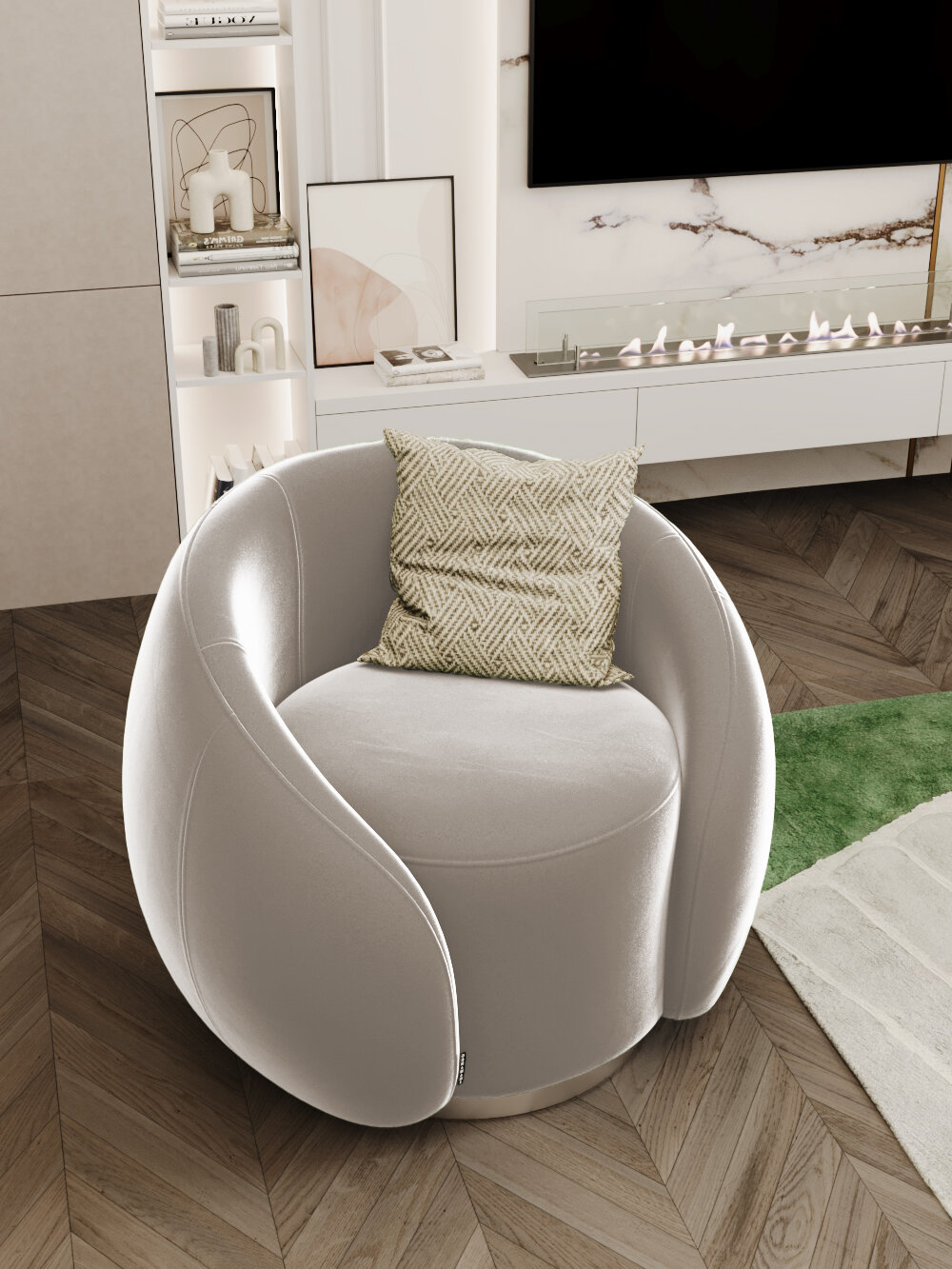 Кресло мягкое в современном стиле ROTONDO на поворотном основании 360