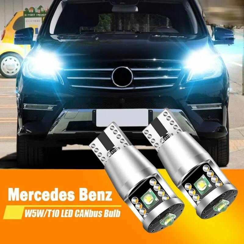 Лампа автомобильная T10, T10-01/W5W, 2 шт. арт. Для Mercedes Benz GL-Class X164, X166 , W163, W164 , W166, W251, V251, R129, R230 LED W5W T10 лампочки габаритные индикатор ширины Светодиодная автомобильная для габаритных огней для замены ламп