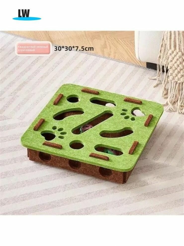 Интеллектуальная игрушка для кошек "Лабиринт с колокольчиками": для котят, из фетра, с отверстиями для поисков, средство от скуки