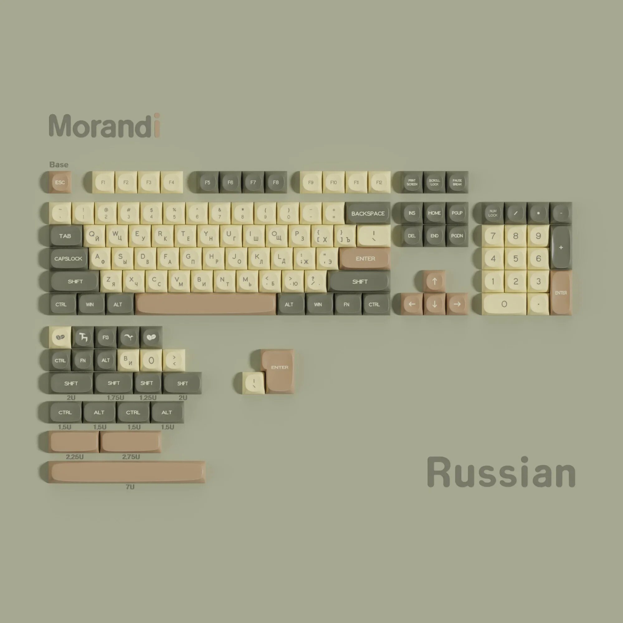 Moa Morandi Russian колпачки для клавиш 7u Alice Layout