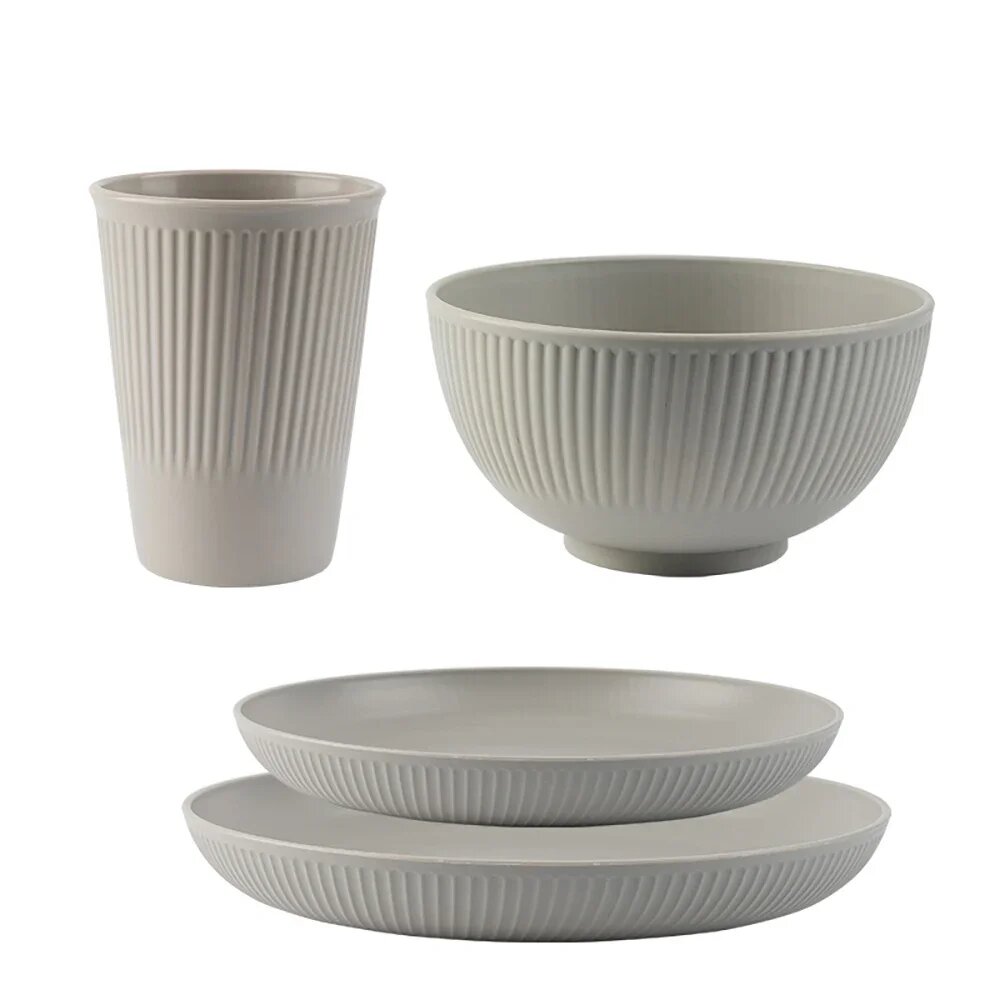 Набор посуды JAOER из бамбука 4 шт. 4Pcs Gray