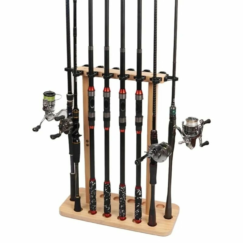 Массив дерева 8 14-позиционный напольный держатель для удочки-бревно-14-позиционный