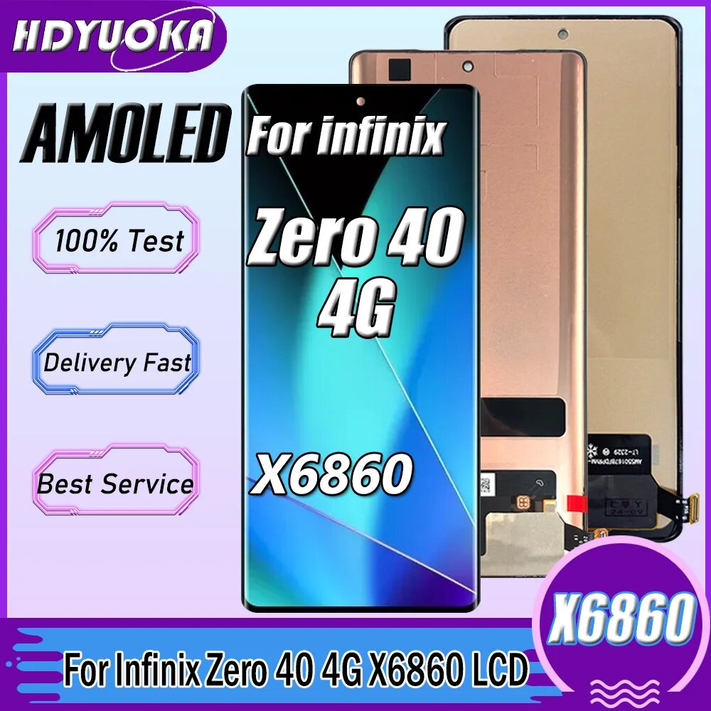 6,78" AMOLED Для infinix Zero 40 4G X6860 ЖК-дисплей с сенсорным экраном и дигитайзером в сборе, замена для Infinix Zero40 4G