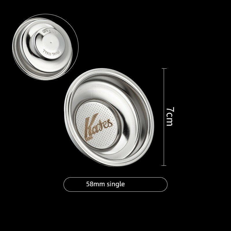 Универсальная чаша для кофемашины (51/54/58 мм) из нержавеющей стали 304, для одинарных/двойных чашек, без отверстий,