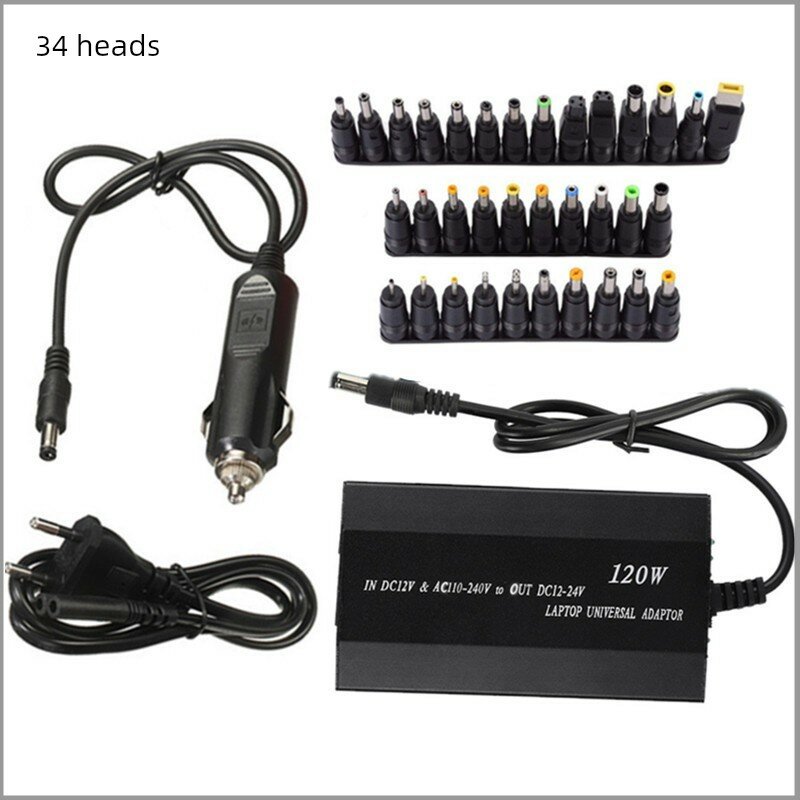 Универсальное автомобильное зарядное устройство для ноутбука с 34 USB-портами, выходное напряжение 12-24В, входное 12В,