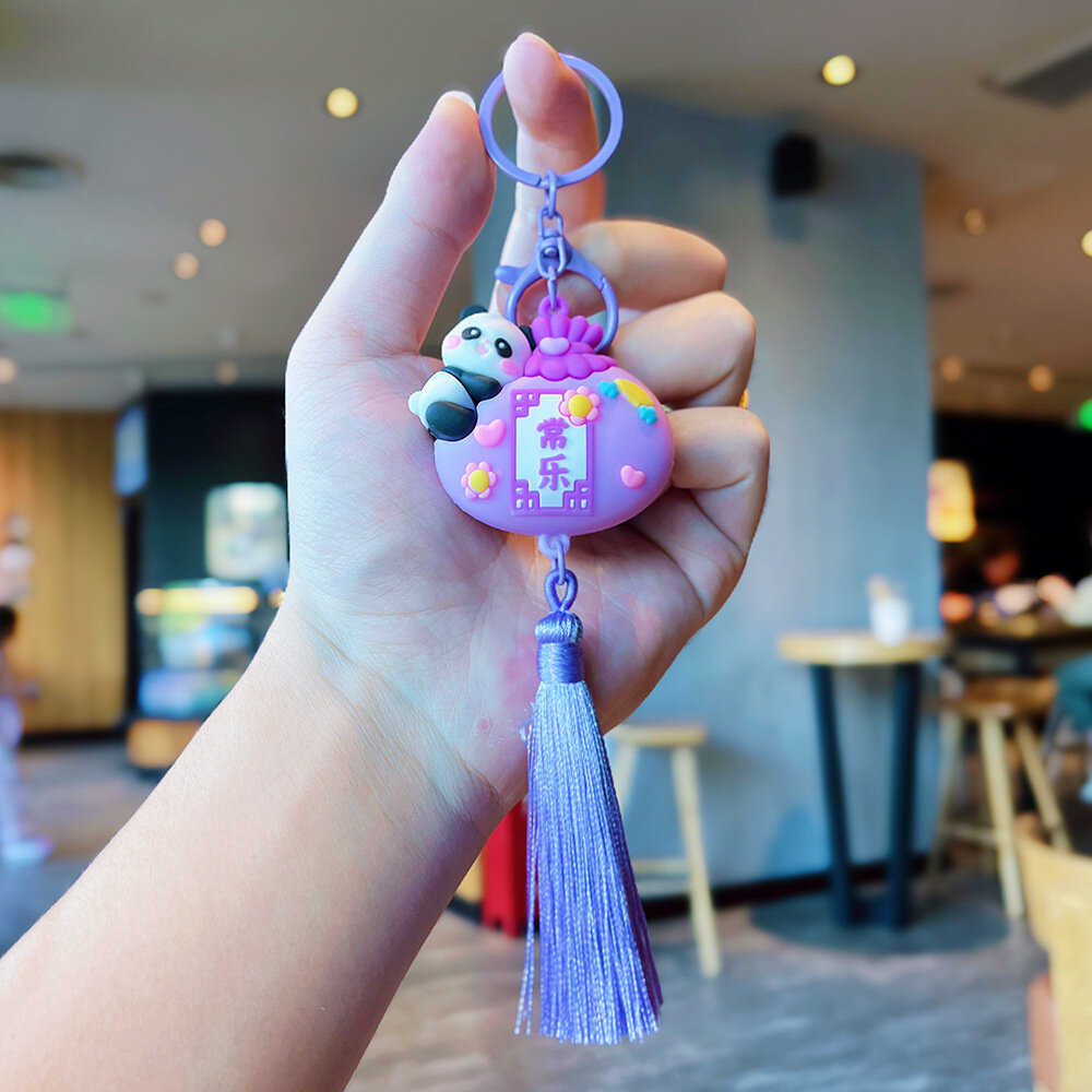 Брелок в виде панды с кисточкой в виде тыквы, милый кулон в виде винного кувшина, украшение для сумки/автомобиля, сумочка с кисточкой, панда Чанг Ле.