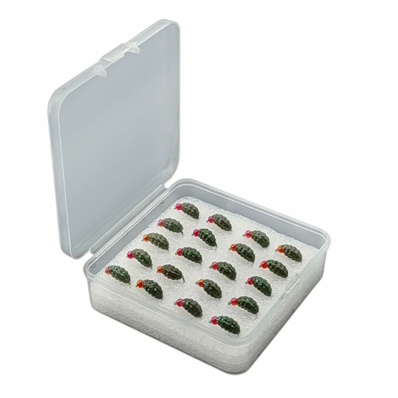 1 коробка мягкой приманки для растительного опарыша-темно-зеленая-20 штук