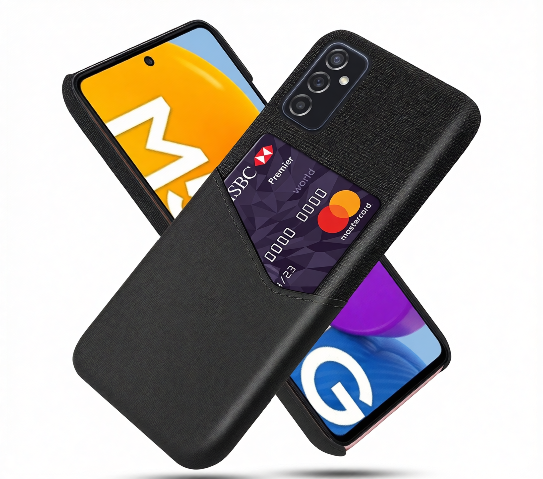 Чехол MyPads, для Samsung Galaxy M52, из кожи, с отделениями, черный