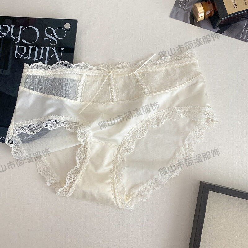 Сладкая встреча* Сатиновые кружевные нежные трусики, обтягивающие бедра, милый стиль чистого желания, плюс размер, хлопковые трусики для женщин