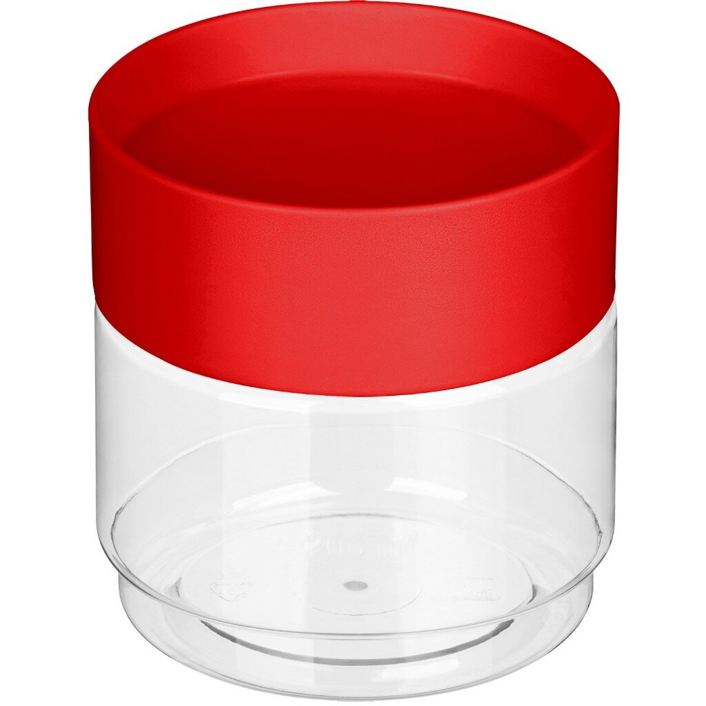 Пластиковая банка Homver 0.5 л для сыпучих продуктов, прозрачный контейнер с красной крышкой, 9.2х9.2х10 см