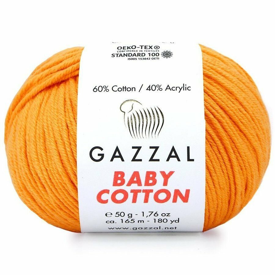 Пряжа Gazzal BABY COTTON 3416 желток (5 мотков)