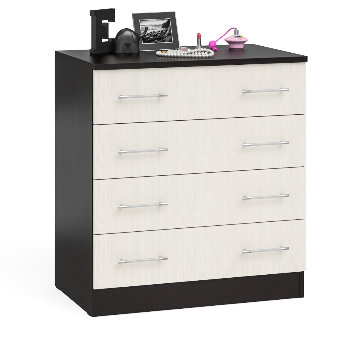 Комод для одежды и вещей с ящиками, в спальню или прихожую, деревянный под телевизор 80см венге/дуб лоредо