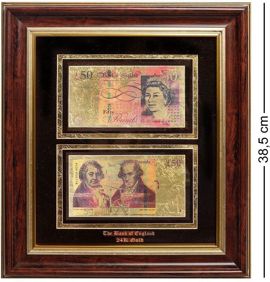 Панно Банкноты 50 GBP (фунт стерлингов) Англия -2/size A654045 Gold Leaf