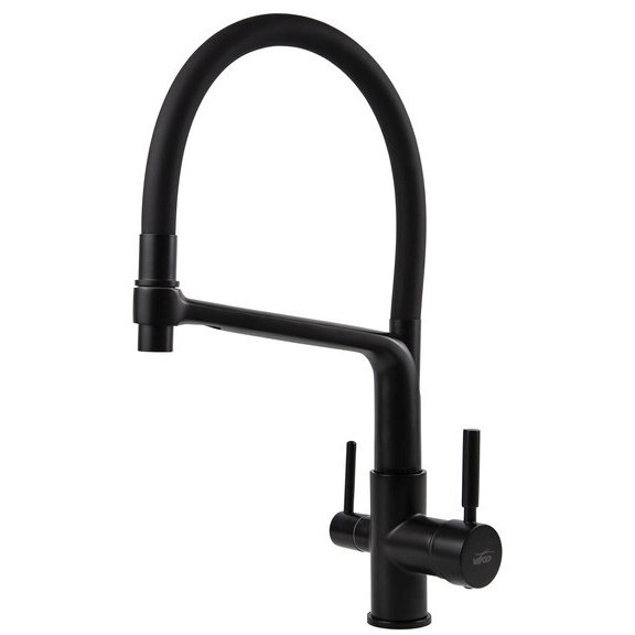 Смеситель для кухни Viko (Вико) под фильтр с черным гибким изливом Black Matt (V-5602)