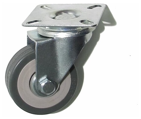 Колесо BRANTE, 50 мм, поворотное, на площадке, серое, резина