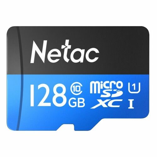 Карта памяти microSDXC UHS-I U1 NETAC P500 128 ГБ, 80 МБ/с, Class 10, NT02P500STN-128G-R, 1 шт, переходник SD