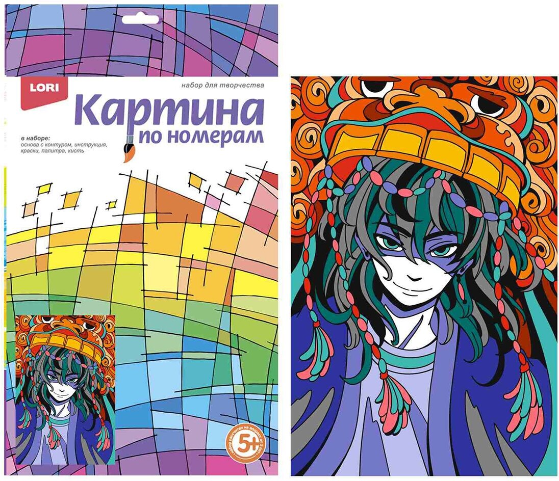 Lori Набор для раскрашивания по номерам на картон №2 28.5×20см, аниме Танец дракона Ркн-114