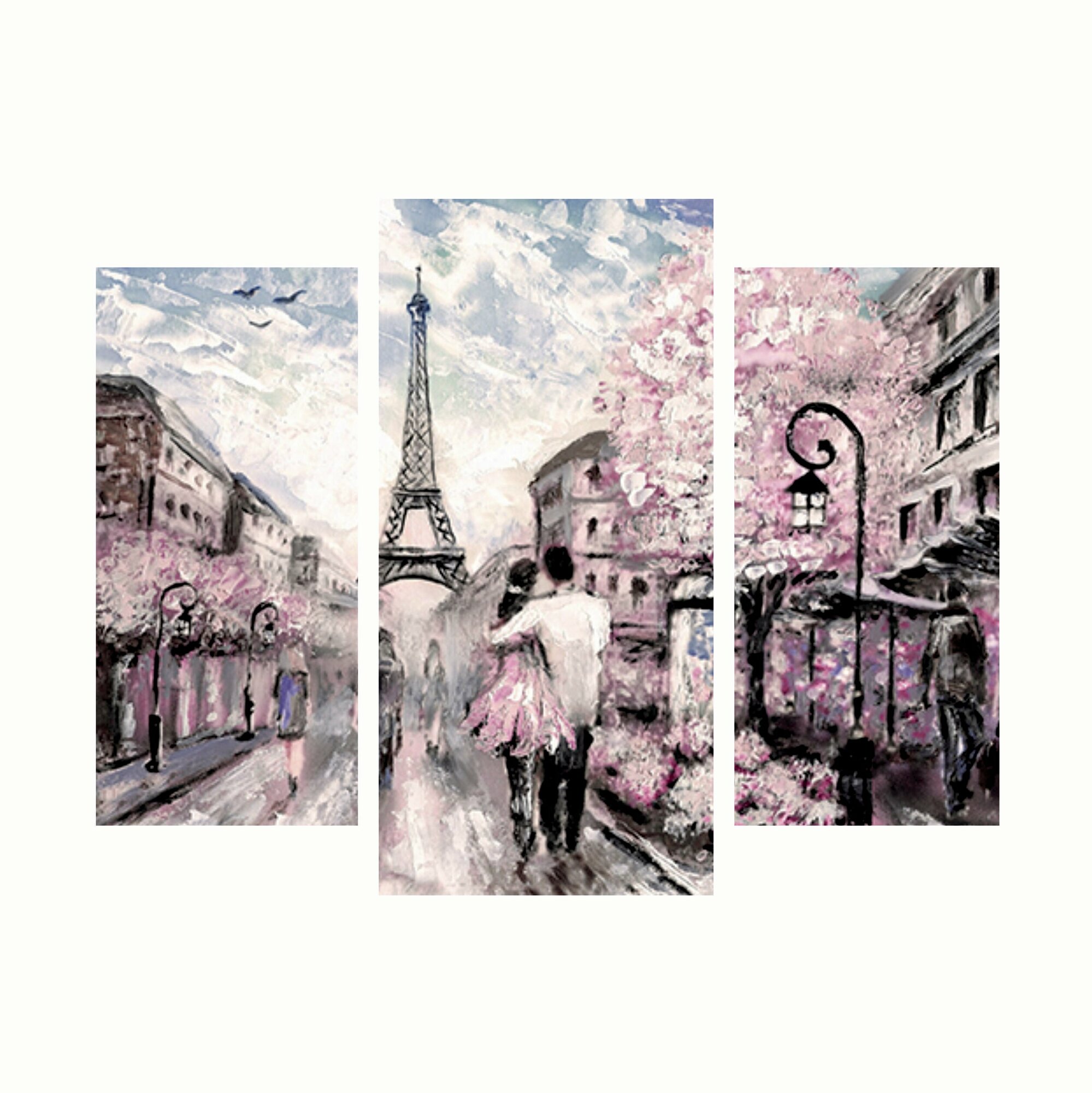Модульная картина "Париж-акварель" (Размер:70х60см (18х40,28х60,18х40))