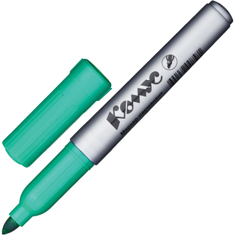 Маркер перманентный Комус PY2304 зеленый 1-4мм круглый наконечник 162961
