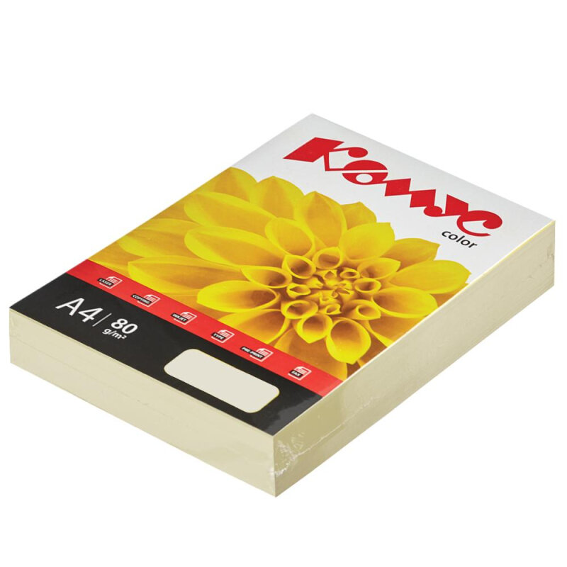 Бумага цветная Комус Color (сливки пастель) 80г, А4, 500 л. 619926