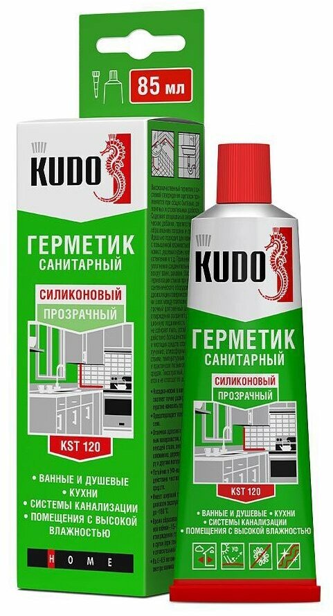 KUDO KST121 Герметик силиконовый санитарный (белый) в тюбике 85 мл KUDO