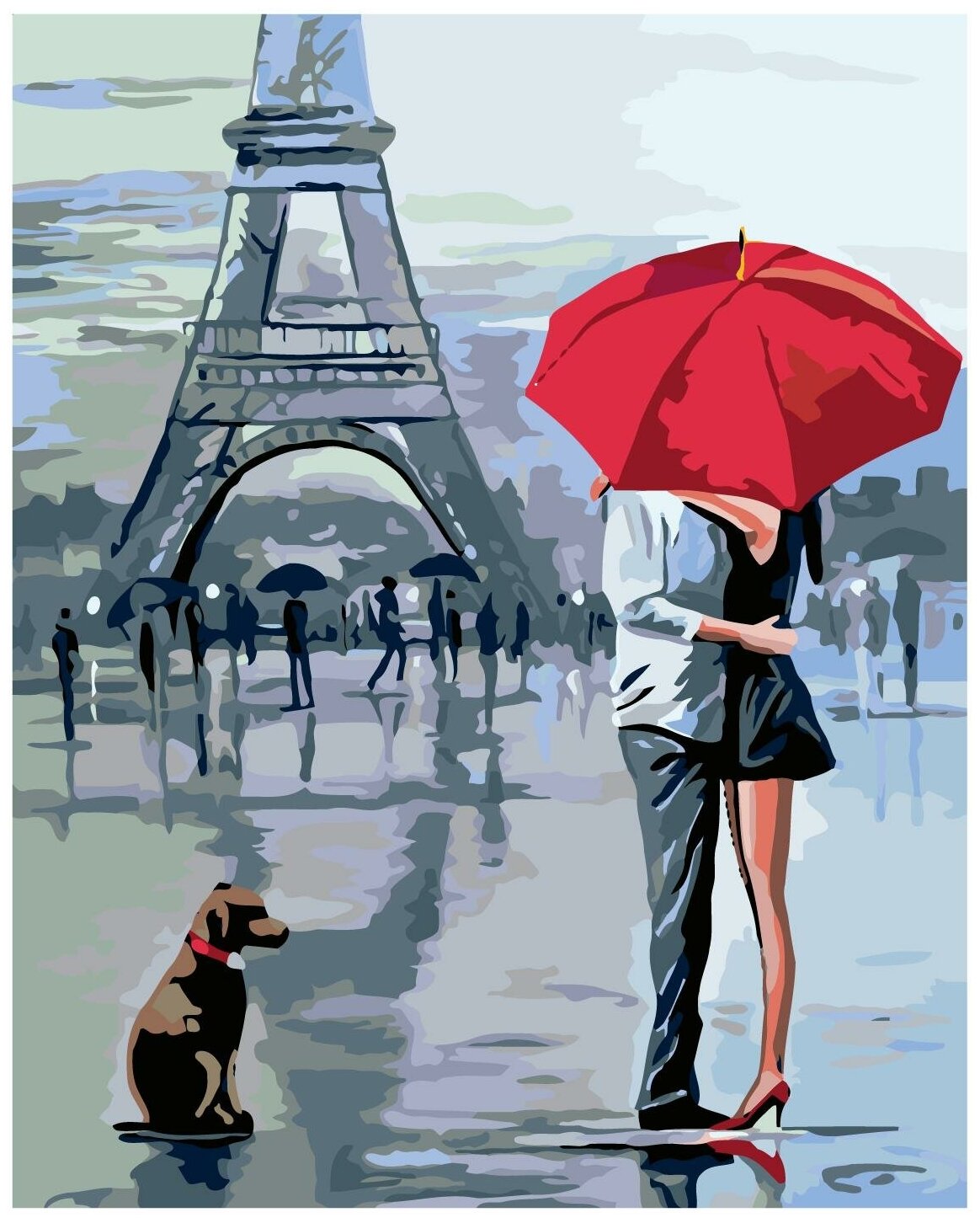 Под красным зонтом Раскраска картина по номерам на холсте