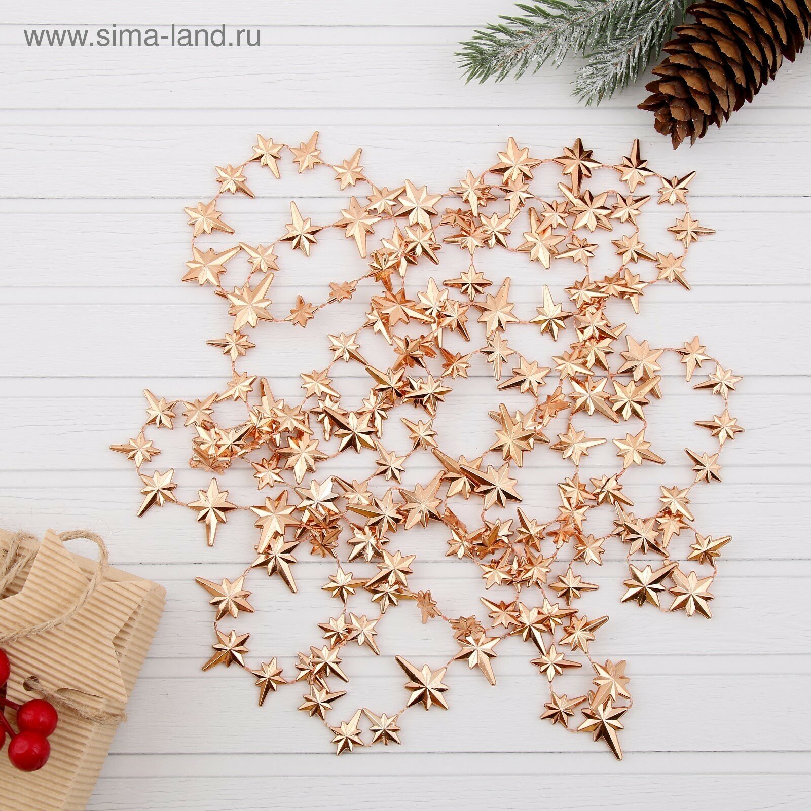 Бусы на ёлку 2,7 м "Комета" оранжевый, 4196430