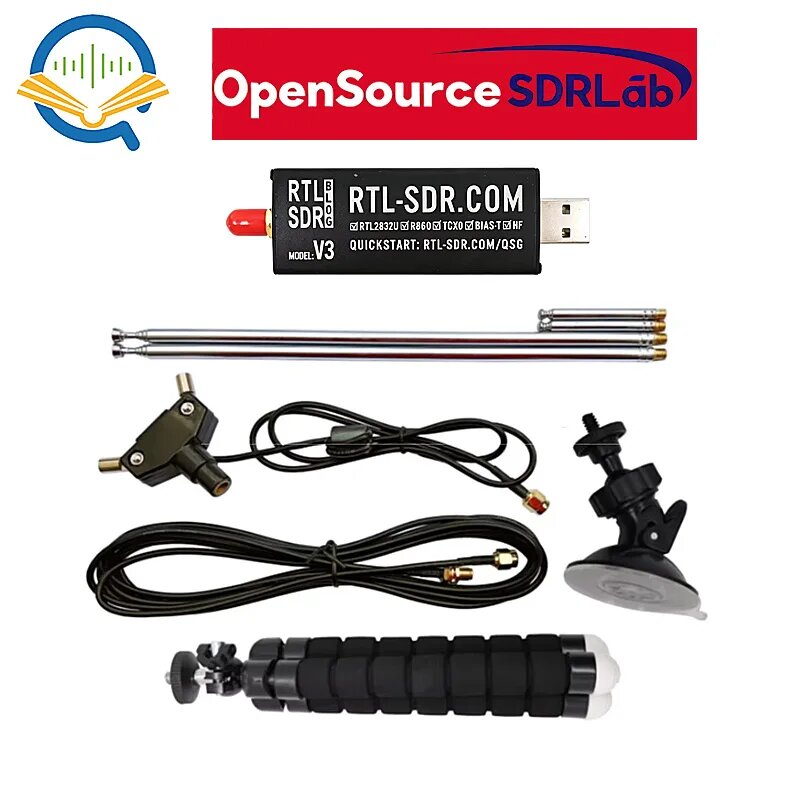 RTL-SDR Blog R820T2 RTL2832U 1PPM TCXO HF Bias Tee SMA Dongle (V3) с антеннами