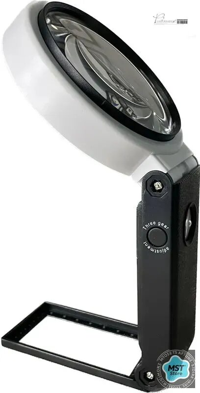 Лупа 25-кратная TH-7018-BD настольная, диаметр 110 мм, с LED подсветкой, двойное увеличение