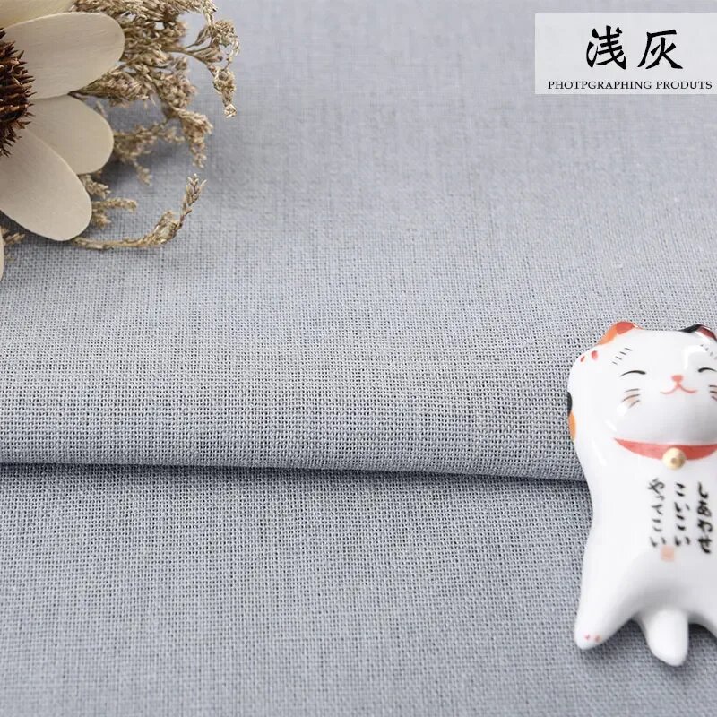 Льняная хлопчатобумажная ткань 50x140 см для рукоделия Серый, light gray