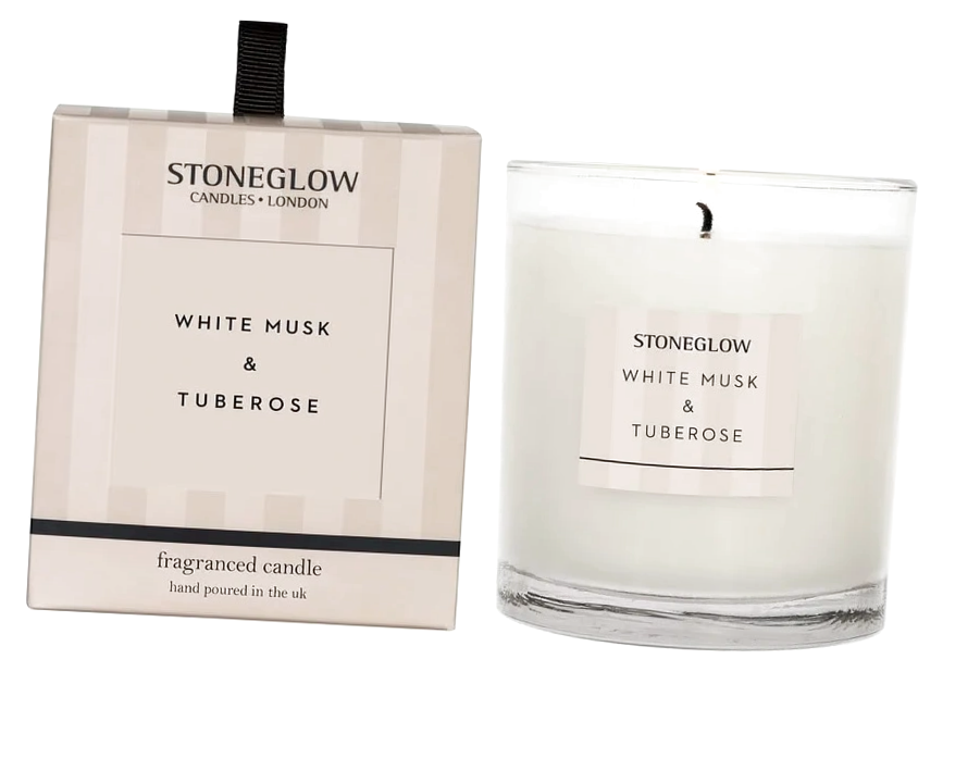 Свеча ароматизированная Стоунглоу Белый Мускус Тубероза 300 гр - Stoneglow White Musk and Tuberose