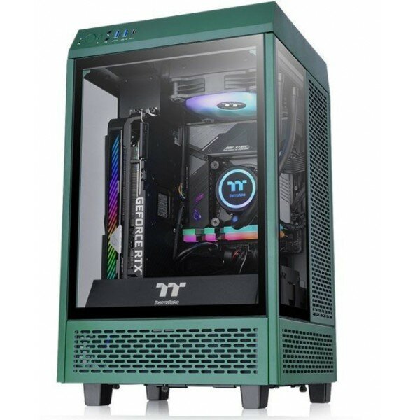 Компьютерный корпус Thermaltake The Tower 100 Racing Green без БП miniITX 1x120мм 3x140мм 2xUSB 3.0 audio bott PSU