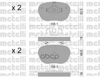 Колодки дисковые передние! Ford Focus III 1.6/1.6 EcoBoost/1.6TDCi/2.0TDCi 10> Metelli арт. 2205341