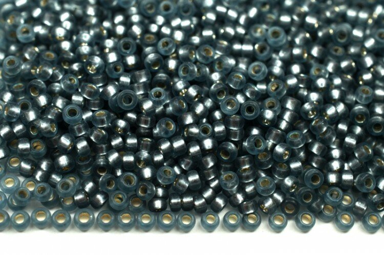 Бисер японский MIYUKI круглый 15/0 #1657 серый полуматовый, серебряная линия внутри, 10 грамм