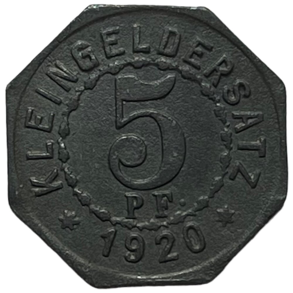Германия (Веймарская Республика) Бад-Мергентхайм 5 пфеннигов 1920 г.