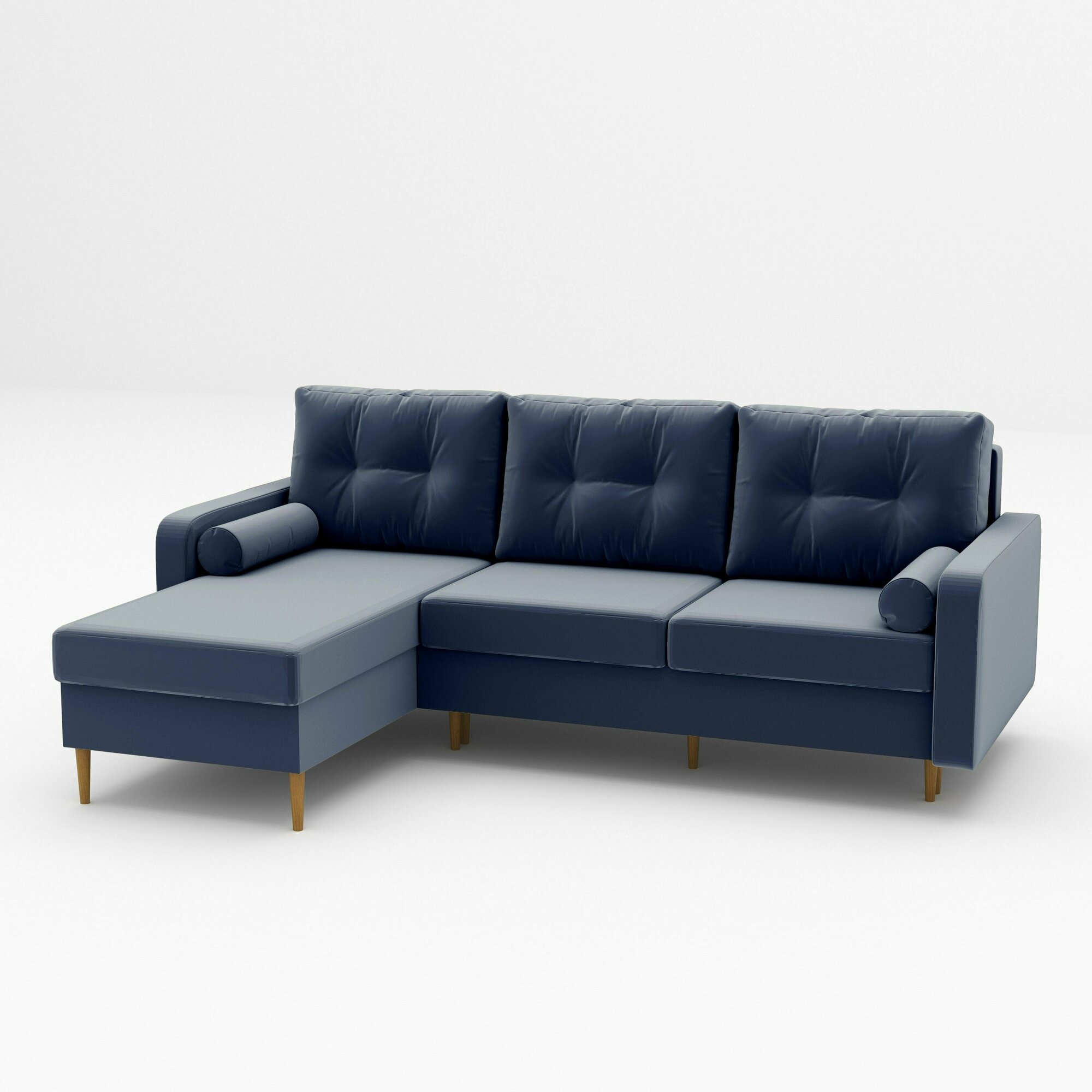 Угловой диван на ножках Дэйо, правый угол, еврокнижка тик-так, с ящиком для белья, габариты 2200*1450*800, микровелюр