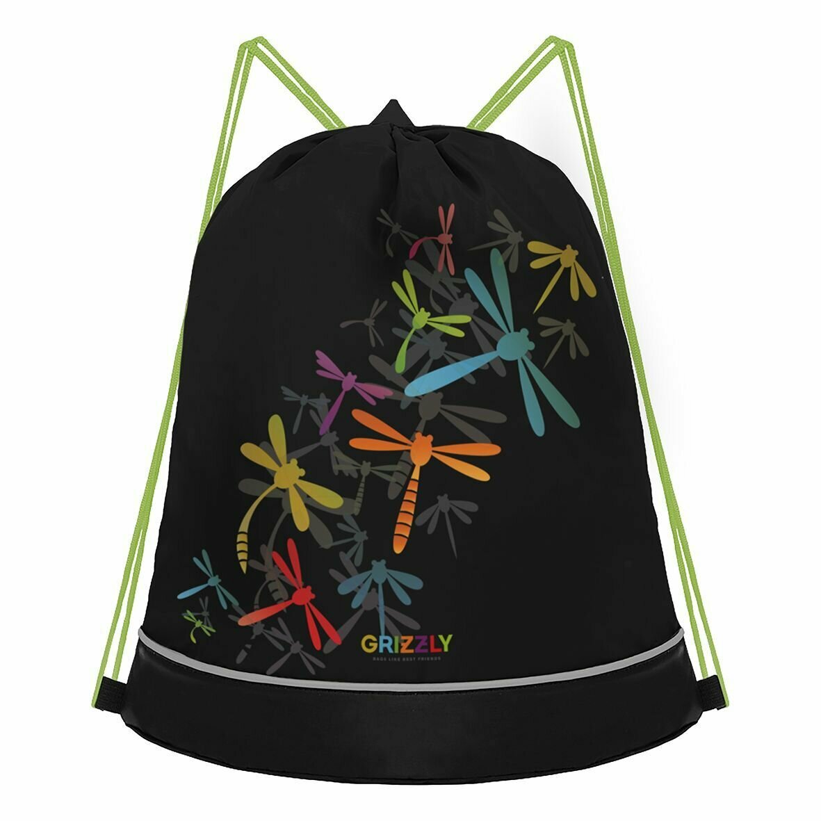 Мешок для обуви для девочки Grizzly OM-30-7/1 с одним отделением, с боковым карманом, укрепленным дном, для школы