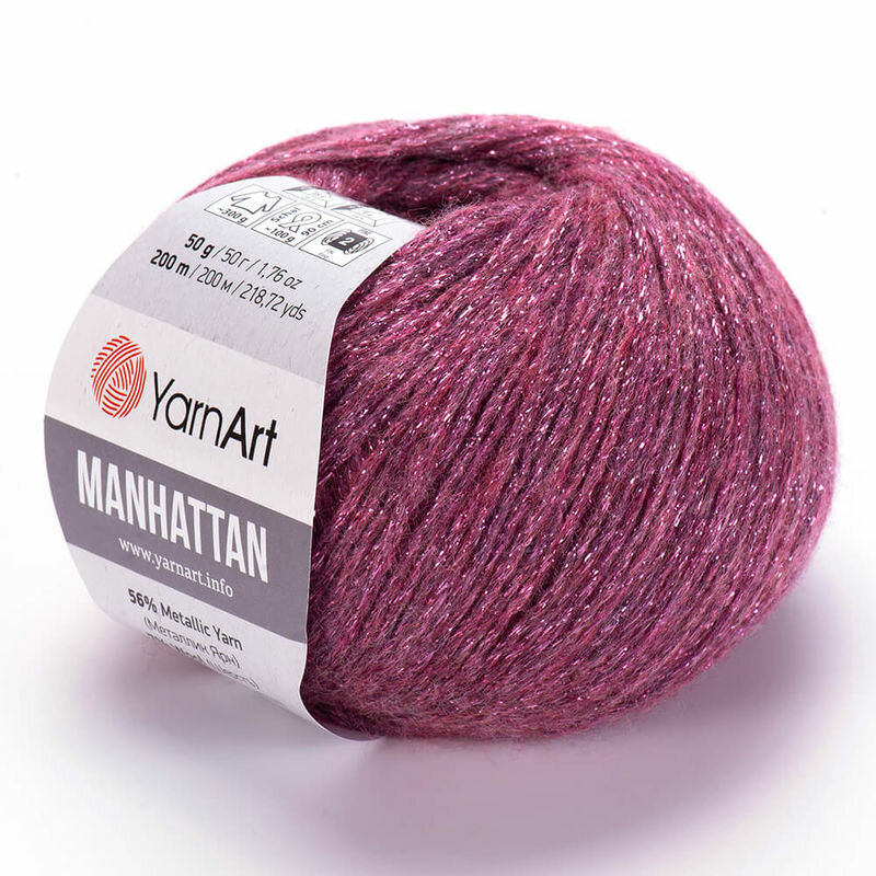Пряжа YarnArt Manhattan Ярнарт Манхеттен Фантазийная, люрекс, 1 шт 905 брусника, 50 г, 200 м, смесовая