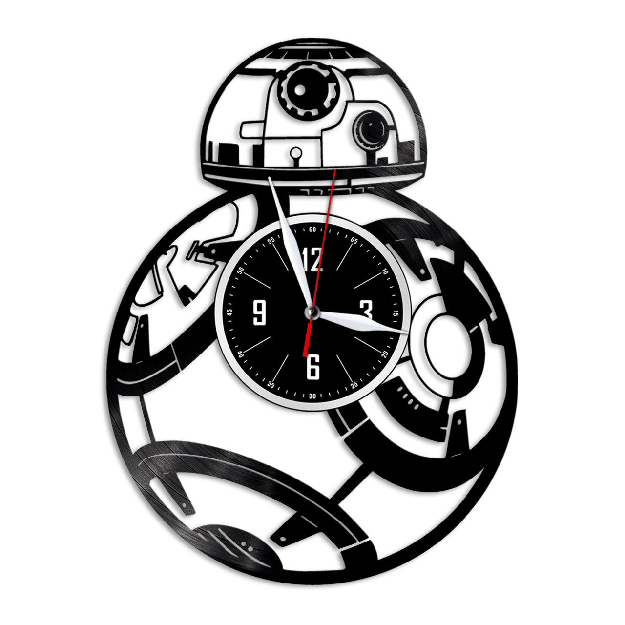 BB-8 - настенные часы из виниловой пластинки, диаметр 30 см, VinylLab