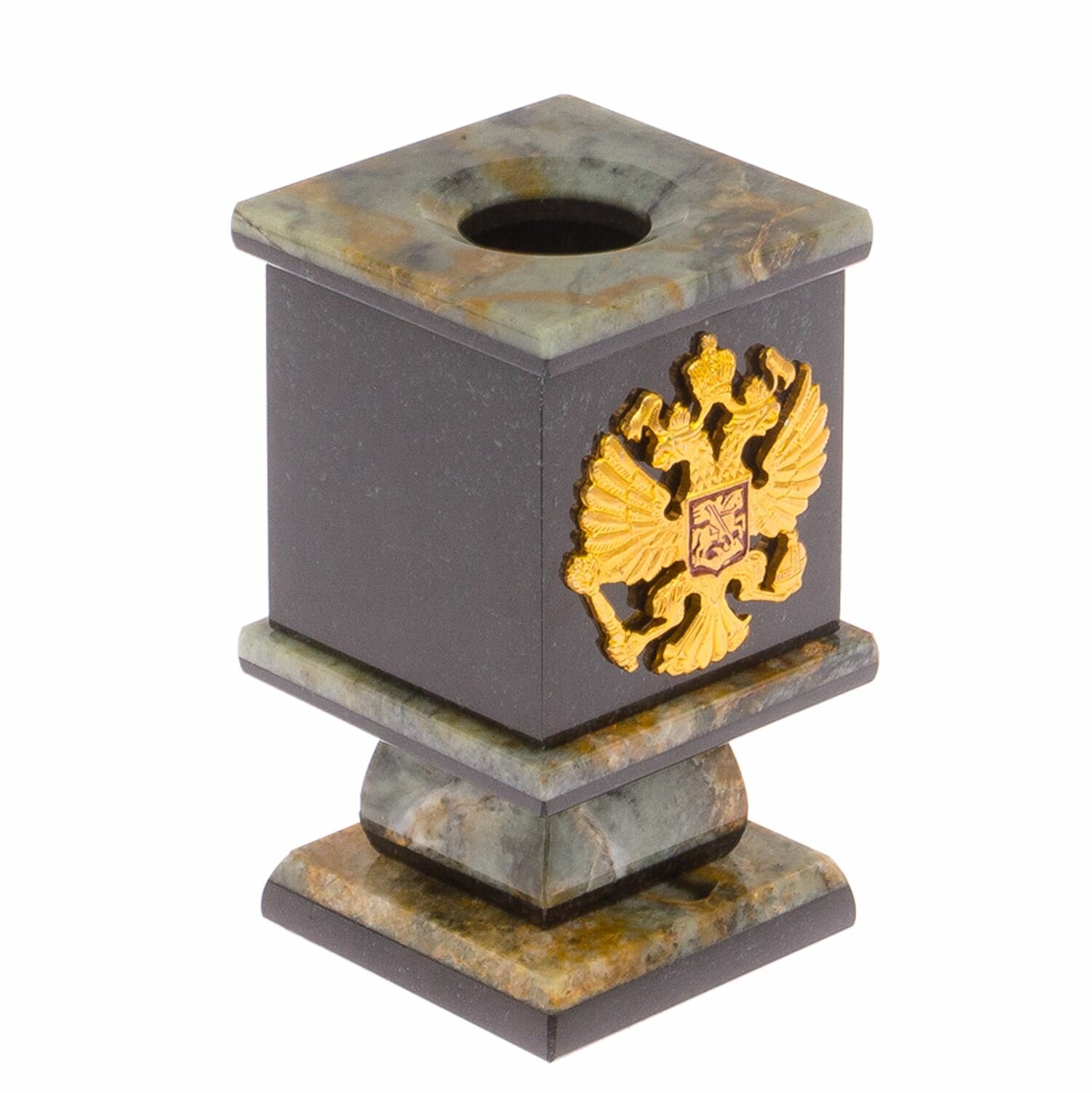 Карандашница из офиокальцита с Гербом РФ 125266