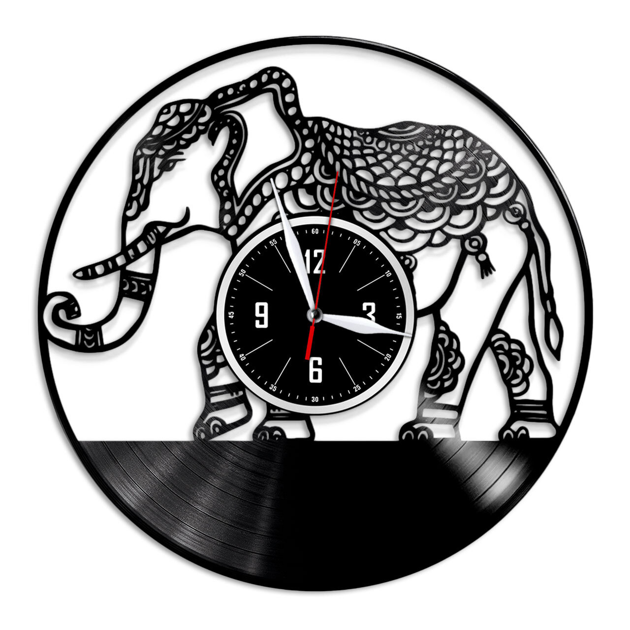 Слон - настенные часы из виниловой пластинки